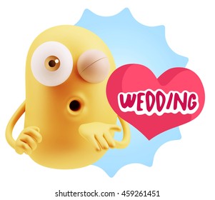 3d Rendering Emoticon Face Saying Wedding Stock Illustration 459261451 ...
