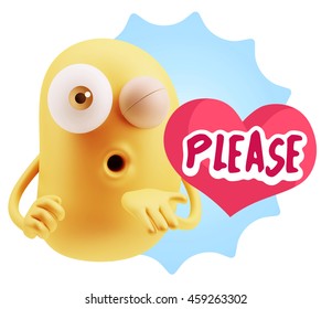3d Rendering Emoticon Face Saying Please Stock Illustration 459263302 ...