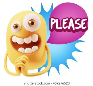 3d Rendering Emoticon Face Saying Please Stock Illustration 459276523 ...
