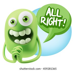 3d Rendering Emoticon Face Saying All Stock Illustration 459281365 ...