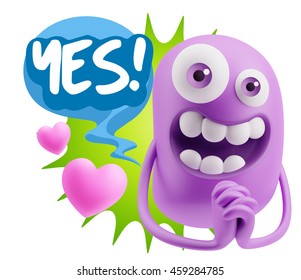 3d Rendering Emoticon Face Saying Yes Stock Illustration 459284785 ...
