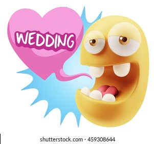 3d Rendering Emoticon Face Saying Wedding Stock Illustration 459308644 ...