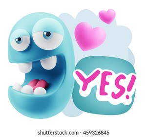 3d Rendering Emoticon Face Saying Yes Stock Illustration 459326845 ...