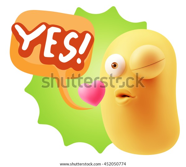 3d Rendering Emoticon Face Saying Yes Stock Illustration 452050774 ...