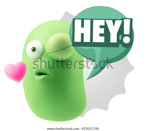 3d Rendering Emoticon Face Saying Hey Stock Illustration 452051746 ...