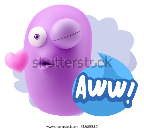 3d Rendering Emoticon Face Saying Awww Stock Illustration 452055880 ...
