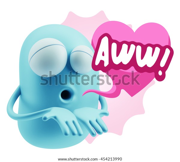 3d Rendering Emoticon Face Saying Awww Stock Illustration 454213990 ...