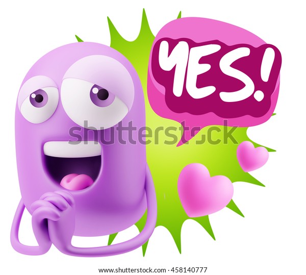 3d Rendering Emoticon Face Saying Yes: ภาพประกอบสต็อก 458140777 ...