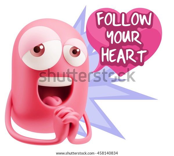 3d Rendering Emoticon Face Saying Follow Stock Illustration 458140834 ...