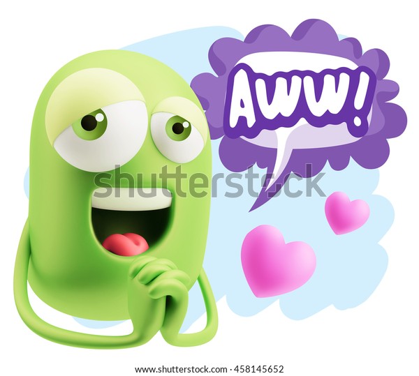 3d Rendering Emoticon Face Saying Awww Stock Illustration 458145652 ...