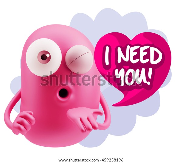 3d Rendering Emoticon Face Saying Need Stock Illustration 459258196 ...