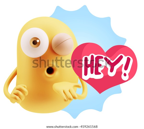 3d Rendering Emoticon Face Saying Hey Stock Illustration 459261568 ...