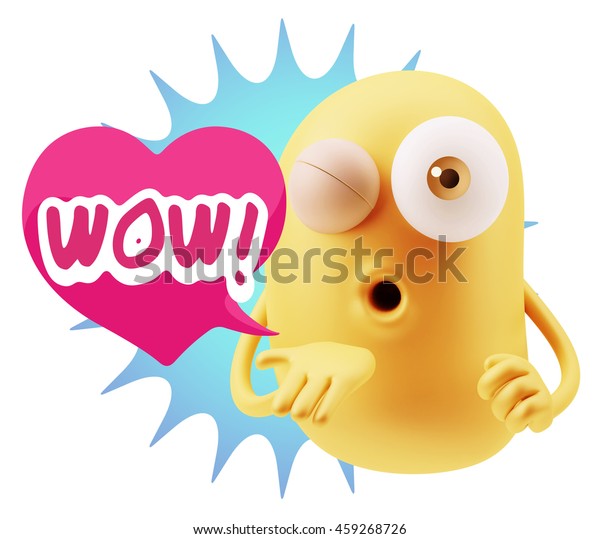 3d Rendering Emoticon Face Saying Wow Stock Illustration 459268726 ...