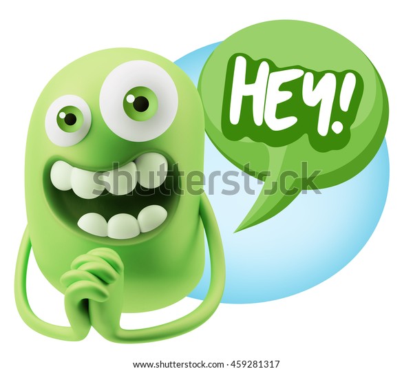 3d Rendering Emoticon Face Saying Hey Stock Illustration 459281317 ...