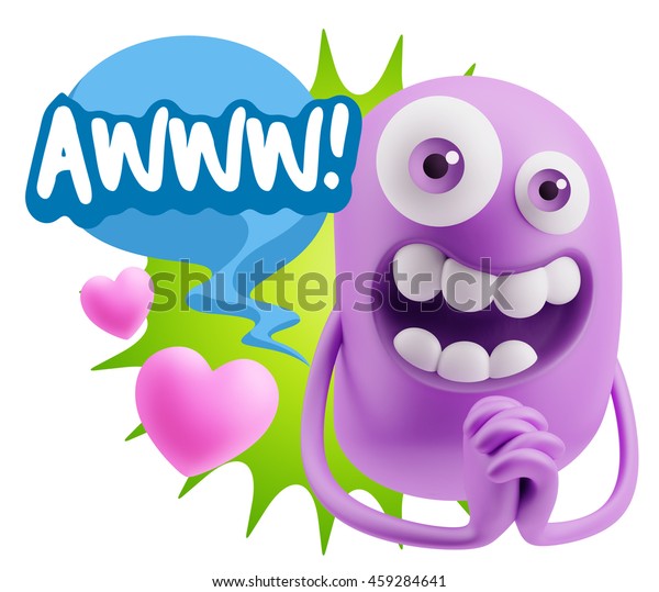 3d Rendering Emoticon Face Saying Awww Stock Illustration 459284641 ...