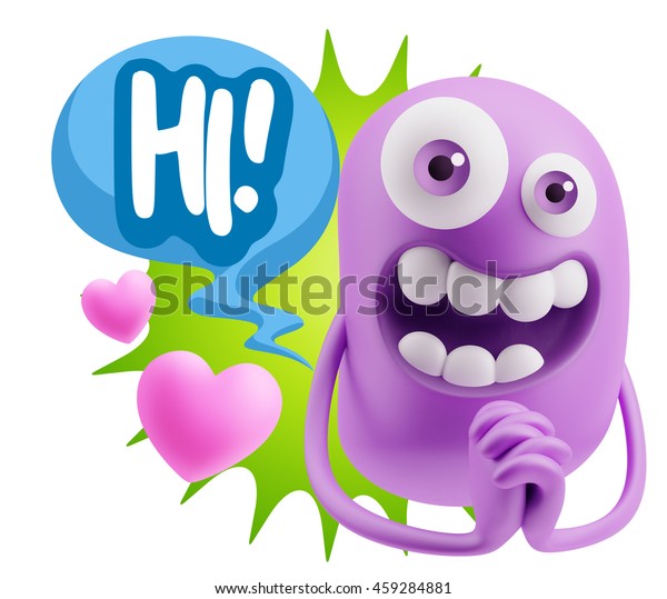 3d Rendering Emoticon Face Saying Hi Stock Illustration 459284881 ...