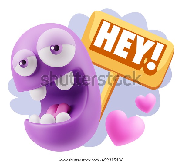 3d Rendering Emoticon Face Saying Hey Stock Illustration 459315136 ...