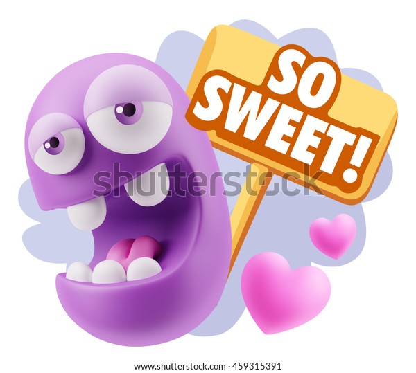 3d Rendering Emoticon Face Saying Sweet Stock Illustration 459315391 ...