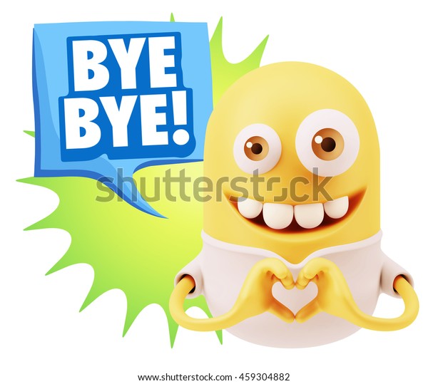 3d Rendering Emoticon Saying Bye Bye Stock Illustration 459304882