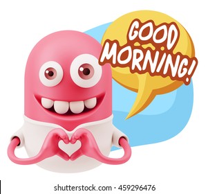 3d Rendering Emoticon Saying Good Morning Stock Illustration 459296476 ...