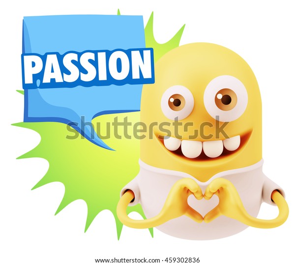 3d Rendering Emoticon Saying Passion Colorful Stock Illustration ...