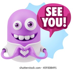 3d Rendering Emoticon Saying See You Stock Illustration 459308491 ...