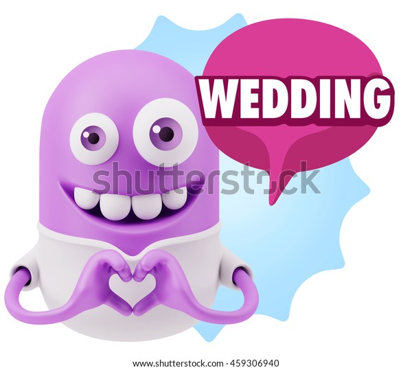 3d Rendering Emoticon Saying Wedding Colorful Stock Illustration ...