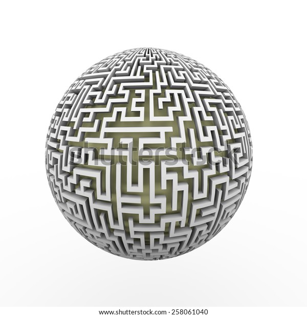 3d Rendering Endless Maze Sphere Ball Stock Illustration 258061040