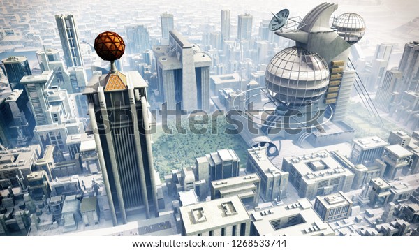 3d Rendering Epic Science Fiction Concept Stock Illustration 1268533744