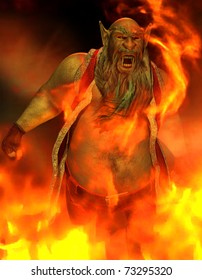 3d Rendering Evil Man Fire Stock Illustration 73295320