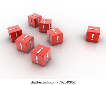 3d Rendering Exclamation Sign Cube Stock Illustration 762540862 ...