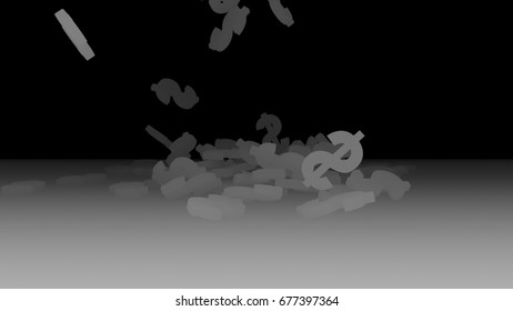 3d Rendering Falling Signs Dollars Stock Illustration 677380807 ...