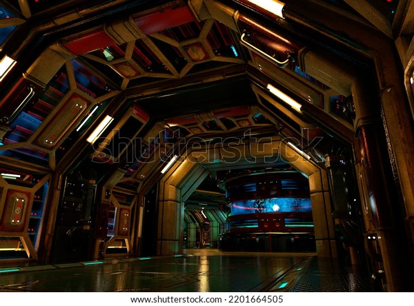 3d Rendering Fantasy Spaceship Interior Stock Illustration 2201664505 ...