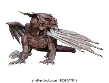 3d Rendering Fantasy Vampire Dragon Isolated: ilustración de stock ...
