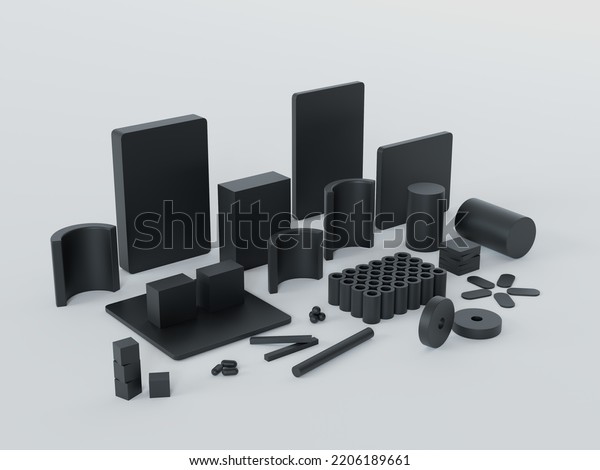 3d Rendering Ferrite Magnet Set Isolated Stock Illustration 2206189661 ...