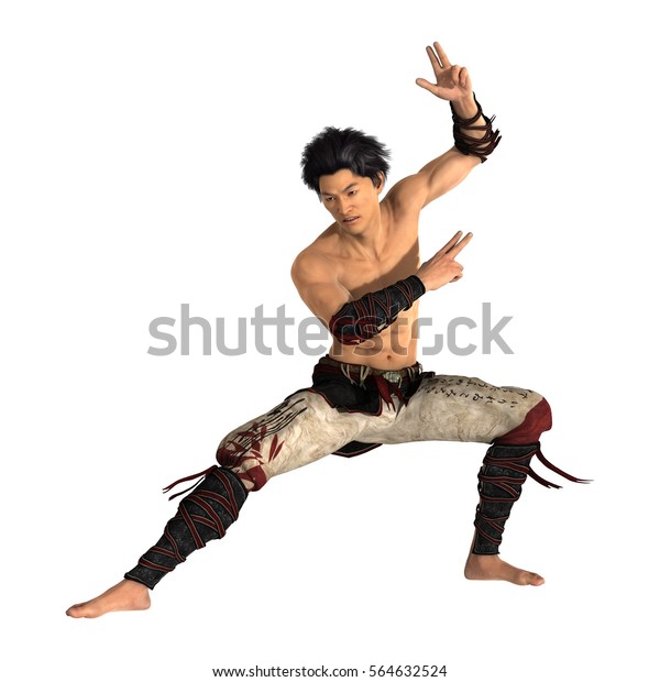 3d Rendering Fighting Monk Isolated On Stock Illustration 564632524 ...