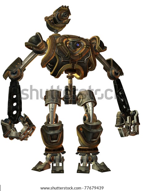 3d Rendering Fighting Robots Steampunk Style Stock Illustration ...
