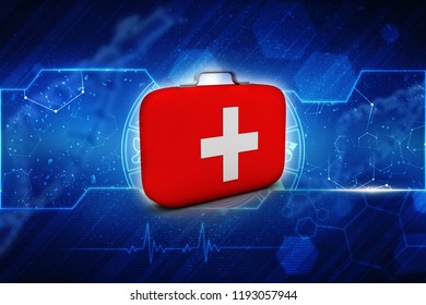 3d Rendering First Aid Kit Stethoscope Stock Illustration 797210284