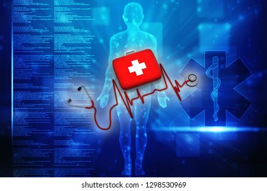 3d Rendering First Aid Kit Stethoscope 스톡 일러스트 1298530969 | Shutterstock