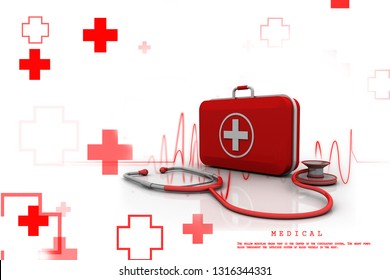 3d Rendering First Aid Kit Stethoscope Stock Illustration 1316344331 ...