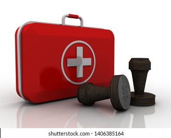 3d Rendering First Aid Kit Rubber Stock Illustration 1406385164