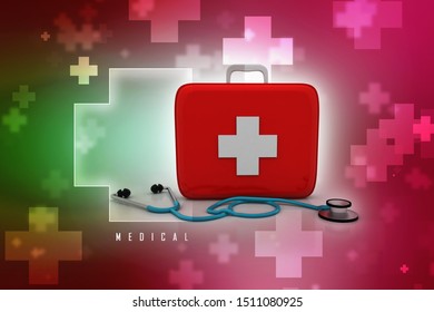 3d Rendering First Aid Kit Stethoscope Stock Illustration 1316344331 ...