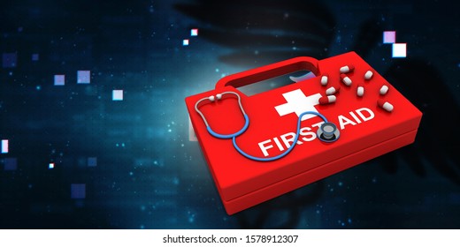 3d Rendering First Aid Kit Stethoscope Stock Illustration 1578912307 ...