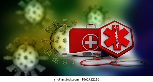 3d Rendering First Aid Kit Ambulance Stock Illustration 1861722118 ...