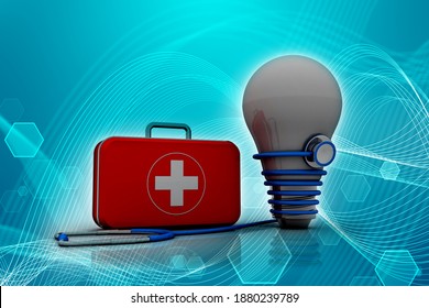 3d Rendering First Aid Kit Stethoscope Stock Illustration 1868346031 ...
