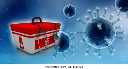3d Rendering First Aid Kit Stethoscope Stock Illustration 2171111923 ...