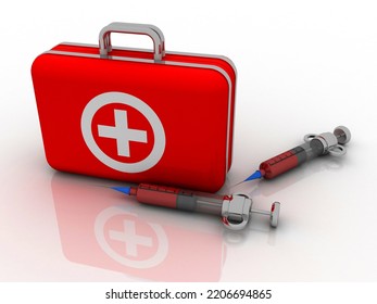 3d Rendering First Aid Kit Syringe Stock Illustration 2206694865 ...
