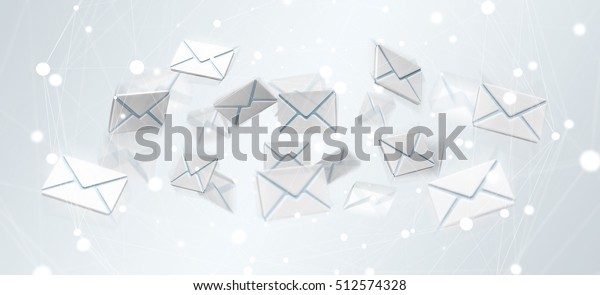 3d Rendering Flying Email Icon Web Stock Illustration 512574328
