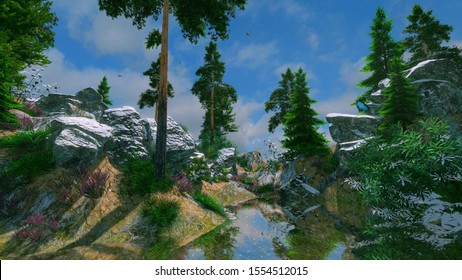 3d Rendering Forest 3d Image Sun Stock Illustration 1554512015 ...