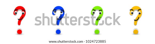 3d Rendering Four Funny Interrogation Marks Stock Illustration ...